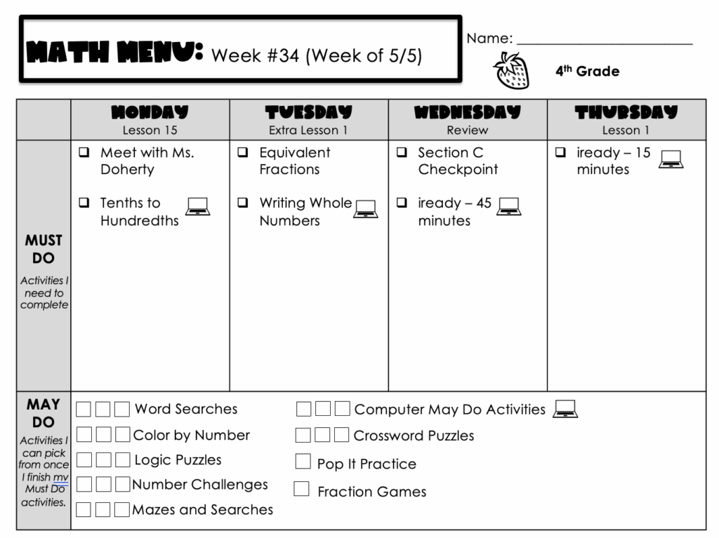 The Basics of Math Menus - Math with Ms. Matherson
