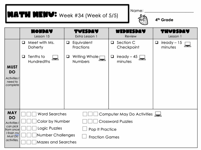 The Basics of Math Menus - Math with Ms. Matherson