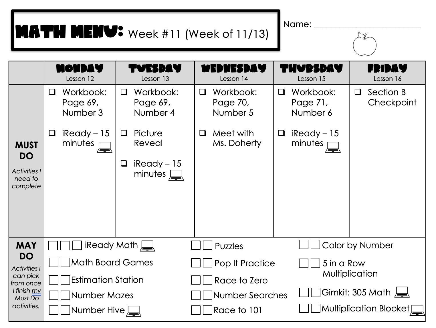 Differentiating Made Simple with Math Menus - Math with Ms. Matherson